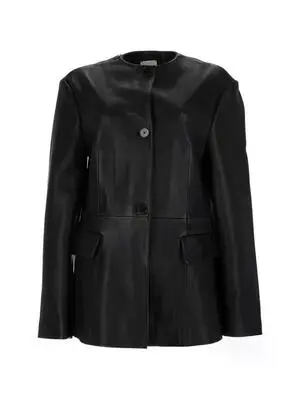 ALYSI Button-fastening Leather Jacket - Black