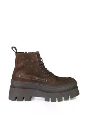 COPENHAGEN  Suede Chunky-sole Combat Boots - Brown