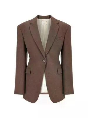 ALYSI Single-breasted Flannel Blazer - Brown