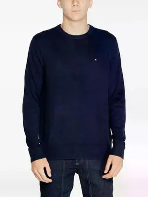 Tommy Hilfiger Embroidered-logo Crew-neck Sweater - Blue
