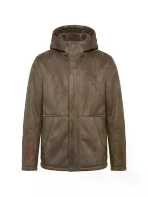 DANIELE ALESSANDRINI Hooded Faux-suede Jacket - Brown