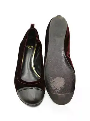 LANVIN Cap-toe Velvet Ballet Flats
