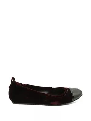 LANVIN Cap-toe Velvet Ballet Flats