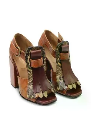 Dries Van Noten Fringe Crocodile-print Sandals