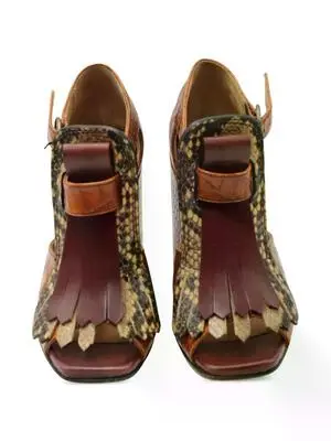 Dries Van Noten Fringe Crocodile-print Sandals
