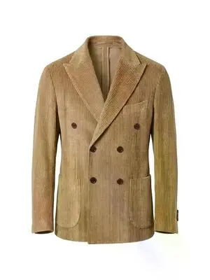 DANIELE ALESSANDRINI Double-breasted Corduroy Blazer - Neutrals