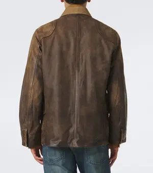 Ralph Lauren Corduroy-trimmed Leather Jacket