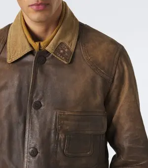 Ralph Lauren Corduroy-trimmed Leather Jacket