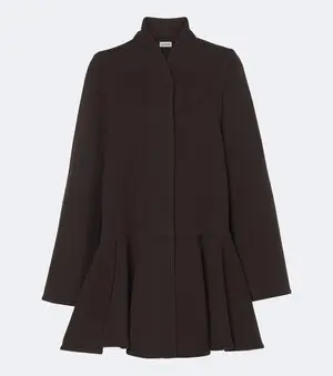 Loewe Peplum Wool And Cashmere Coat - Brown