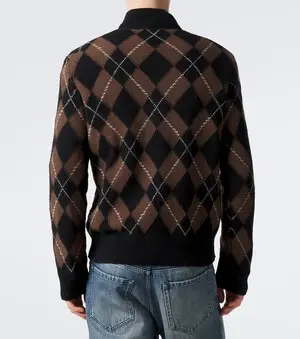 AMI Paris Argyle Virgin Wool Half-zip Sweater