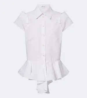 Alexander McQueen Peplum Cotton Poplin Shirt