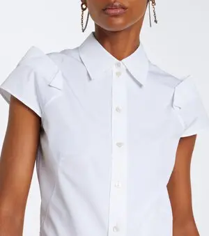 Alexander McQueen Peplum Cotton Poplin Shirt