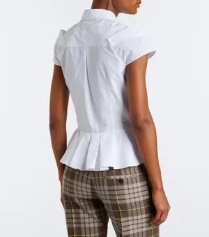 Alexander McQueen Peplum Cotton Poplin Shirt