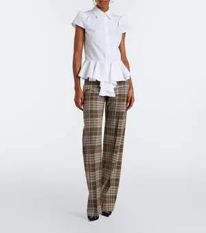 Alexander McQueen Peplum Cotton Poplin Shirt