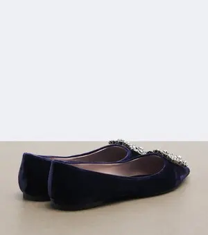 ROGER VIVIER Flower Strass Velvet Ballet Flats