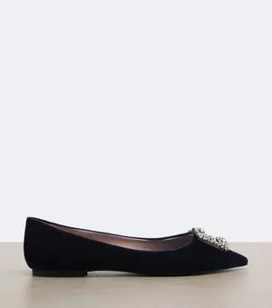 ROGER VIVIER Flower Strass Velvet Ballet Flats