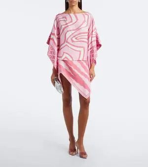 Emilio Pucci Fiamme Asymmetric Silk Twill Skirt
