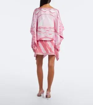 Emilio Pucci Fiamme Asymmetric Silk Twill Skirt