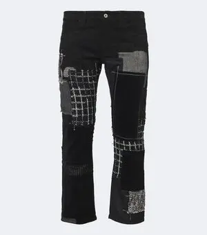 Junya Watanabe Patchwork Cotton Straight Pants - Blue