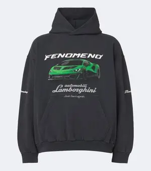 Balenciaga X Lamborghini Printed Cotton Jersey Hoodie - Black