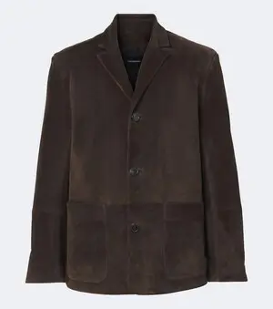 YVES SALOMON Single-breasted Suede Jacket - Brown