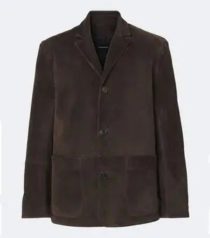 YVES SALOMON Single-breasted Suede Jacket - Brown