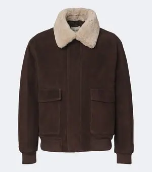 ARMA Bari Shearling-trimmed Suede Blouson Jacket - Brown