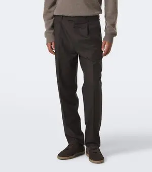 Zegna Pleated Wool Straight Pants