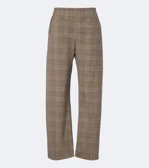 LESET Mia Checked Wide-leg Pants - Brown
