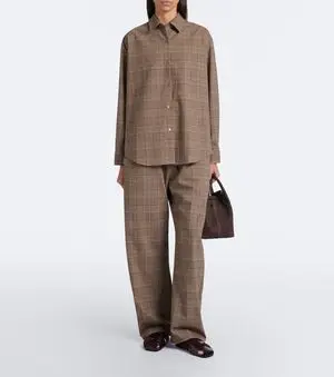 LESET Mia Checked Wide-leg Pants