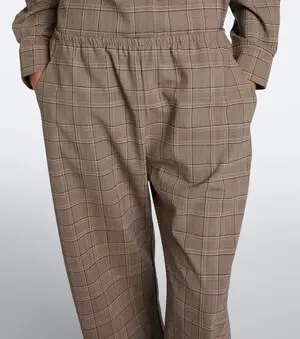 LESET Mia Checked Wide-leg Pants