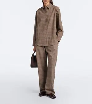 LESET Mia Checked Wide-leg Pants