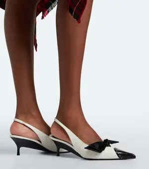 Alexander McQueen Koko Bow-detail Leather Slingback Pumps