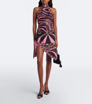 Emilio Pucci Dune Asymmetric Silk Twill Miniskirt