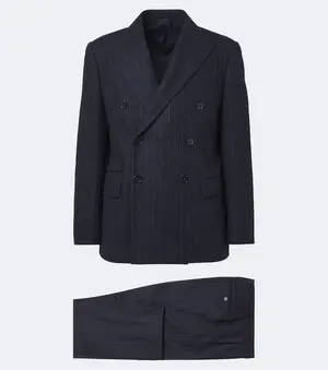 Ralph Lauren Purple Label Chalk Stripe Wool And Cashmere Suit - Blue