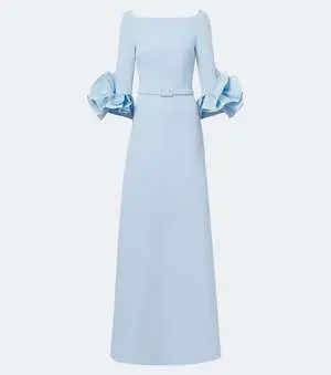 Safiyaa Belisa Belted Ruffled Crêpe Gown - Blue