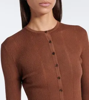 Gabriela Hearst Olea Pointelle Wool Henley Shirt - Brown