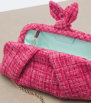 AQUAZZURA Bow Tie Bouclé Clutch