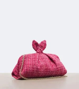 AQUAZZURA Bow Tie Bouclé Clutch