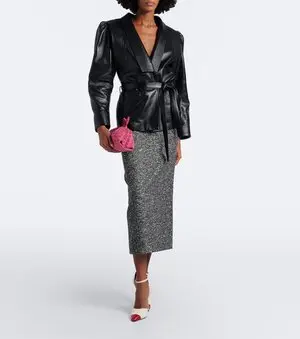 AQUAZZURA Bow Tie Bouclé Clutch