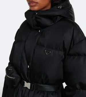 Prada Belted Hooded Re-nylon Down Coat