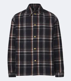 A.PRESSE Checked Wool And Cashmere Overshirt - Blue