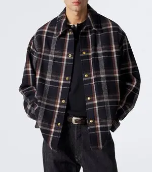 A.PRESSE Checked Wool And Cashmere Overshirt