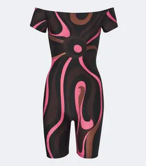 Emilio Pucci Marmo Off-shoulder Jersey Catsuit - Multicoloured