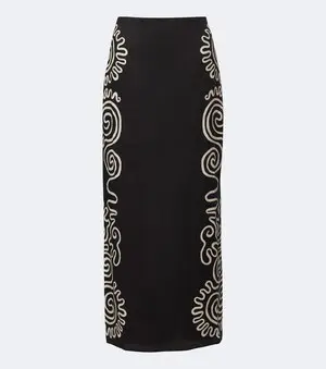 CALA DE LA CRUZ Bruna Printed Linen Maxi Skirt