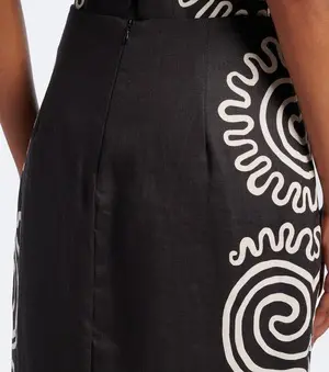 CALA DE LA CRUZ Bruna Printed Linen Maxi Skirt