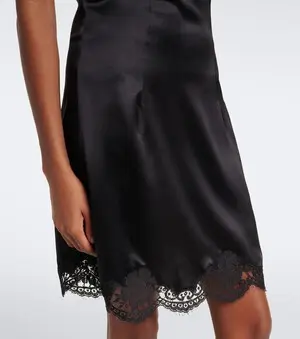 Dolce & Gabbana Lace-trimmed Silk Satin Slip Dress