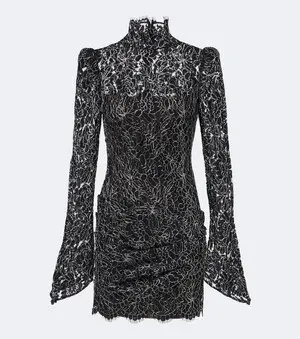DE LA VALI Agartha Guipure Lace Minidress - Black