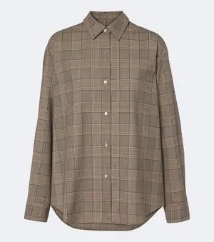 LESET Mia Checked Oversized Shirt - Brown