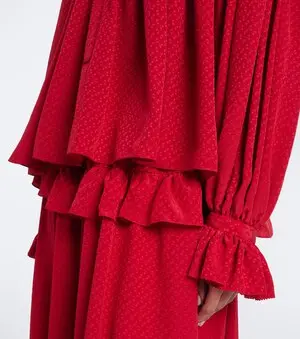 Chloé Cutout Ruffled Silk Jacquard Top
